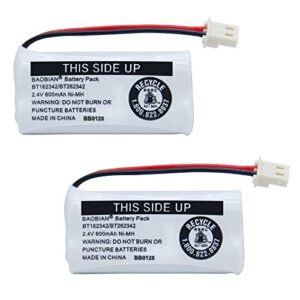 baobian 2.4v ni-mh bt162342 bt262342 battery for bt183342 bt283342 bt166342 bt266342 vtech cs6114 cs6419 cs6719 at&t el52300 cl80111 cordless phone (2 pack)