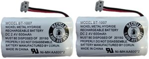 new! genuine uniden bbty0651101 bt-1007 nimh 600mah dc 2.4v rechargeable cordless telephone battery (2-pack)