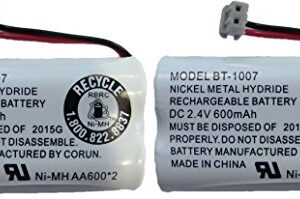 New! Genuine Uniden BBTY0651101 BT-1007 NiMH 600mAh DC 2.4V Rechargeable Cordless Telephone Battery (2-Pack)