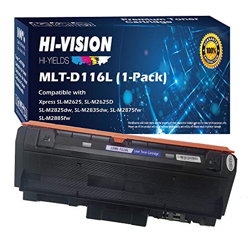 HI-Vision Compatible Toner Cartridge Replacement for Samsung MLT-D116L MLTD116L D116L 116L High Yield Black Work with Xpress M2885FW M2835DW M2825FD M2875FW M2875FD M2625D Laser Printers (1 Pack)