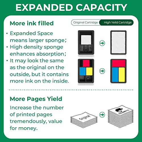 COLORETTO Remanufactured Printer Ink Cartridge Replacement for HP 67XL 67 XL to use with DeskJet 2755 2752 Envy 6052 6055 DeskJet Plus 4140 4155 4158 (1 Black,1 Color) Combo Pack with 2 Paper Clips