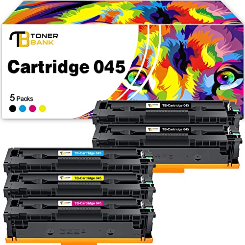 Toner Bank Compatible Toner Cartridge Replacement for Canon 045 045H MF634Cdw MF632Cdw Color ImageCLASS LBP612Cdw LBP612 MF632c MF634c Printer Ink (Black Cyan Magenta Yellow, 5-Pack)