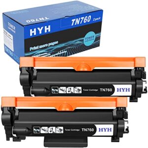 tn760 toner for brother printer,2 pack tn-760 toner cartridge black high yield for brother tn760 tn-760 tn730 tn-730 for hl-l2350dw mf-l2750dw hl-l2390dw mf-l2710dw dcp-l2550dw…