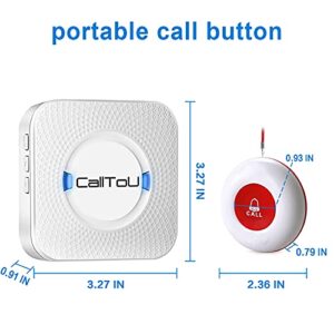 CallToU Wireless Caregiver Pager Smart Call System 4 SOS Call Buttons/Transmitters 2 Receivers Nurse Calling Alert Patient Help System for Home/Personal Attention Pager 500+Feet Plugin Receiver