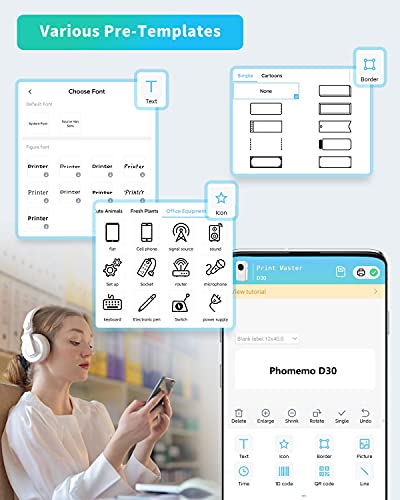 Phomemo Labeler Label Maker,Portable Bluetooth Thermal Label Makers,Compatible for Android & iOS System Gift for Father's Day - Milky White