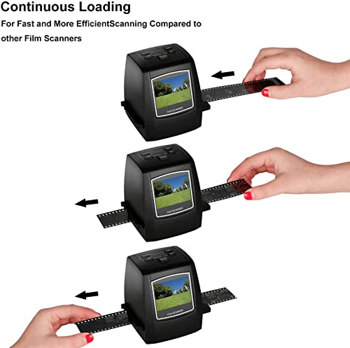 KEDOK Film & Slide Scanner with 22MP Converts 35mm/126/135/110/Super 8 Films, Slides & Negatives into Digital Images, 2.4" LCD Screen, Built-in 128MB Memory– Easy Load Film Adapters