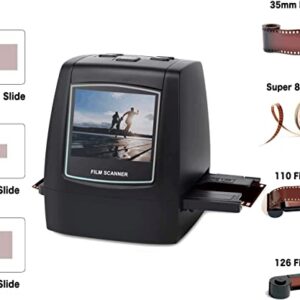 KEDOK Film & Slide Scanner with 22MP Converts 35mm/126/135/110/Super 8 Films, Slides & Negatives into Digital Images, 2.4" LCD Screen, Built-in 128MB Memory– Easy Load Film Adapters