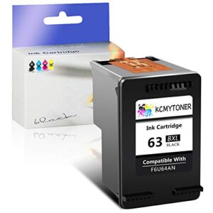 kcmytoner high yield remanufactured 63xl 63 xl 63bxl black ink cartridge compatible for hp officejet 5255 5258 4650 envy 4520 4516 deskjet 2130 printer, show ink level with the latest chip – 1 pack