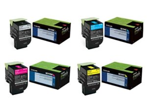 lexmark 801h (80c1hc0, 80c1hk0, 80c1hm0, 80c1hy0) high yield 4-color toner cartridge set