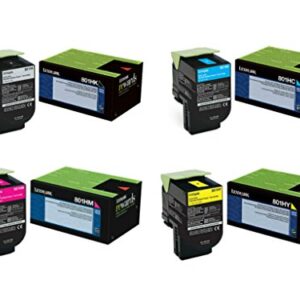 Lexmark 801H (80C1HC0, 80C1HK0, 80C1HM0, 80C1HY0) High Yield 4-Color Toner Cartridge Set