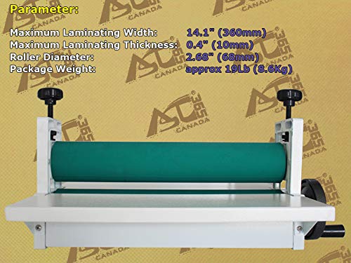 INTBUYING 14Inch Cold Manual Laminator All Metal Frame 360MM Manual Cold Roll Laminator Mount Laminating Machine