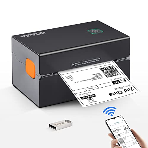 VEVOR Bluetooth Thermal Label Printer HD(300DPI),  Wireless Shipping Label Printer w/Auto Label Recognition, Support Windows/MacOS/Linux/Chromebook, Compatible w/USPS, Amazon, Ebay, Etsy, UPS, etc.