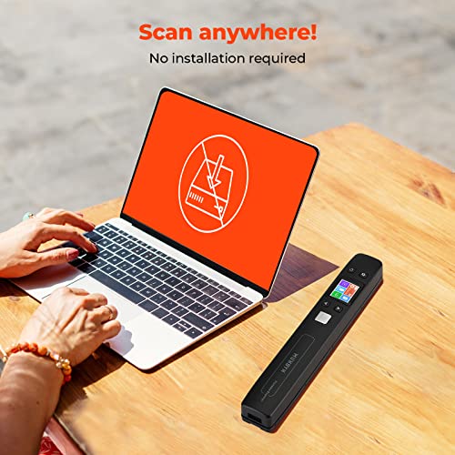 MUNBYN Portable Scanner, Photo Scanner for Documents Pictures Texts in 1050DPI, Flat Scanning, Included 16GB Card, Photo Scanner uses Built-in Wi-Fi or USB Uploads Images to PC or Cellphone, No Driver