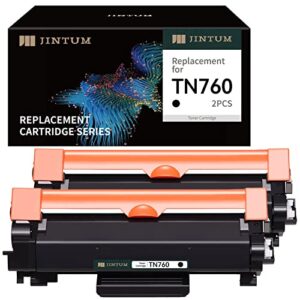 jintum tn760 compatible toner cartridge replacement for brother tn760 tn-760 tn730 tn-730 high yield black for mfc-l2710dw mfc-l2750dw hl-l2350dw dcp-l2550dw hl-l2395dw hl-l2370dw hl-l2390dw (2 pack)