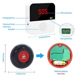 WiFi Smart Wireless Caregiver Pager Call Button System Medical Alert System Fall Alert Device for Elderly Patient Seniors Disabled 2 SOS Panic Button 1 Receiver(only Supports 2.4GHz Wi-Fi)