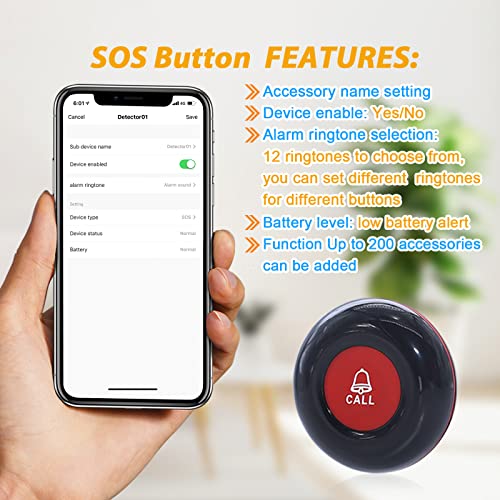 WiFi Smart Wireless Caregiver Pager Call Button System Medical Alert System Fall Alert Device for Elderly Patient Seniors Disabled 2 SOS Panic Button 1 Receiver(only Supports 2.4GHz Wi-Fi)