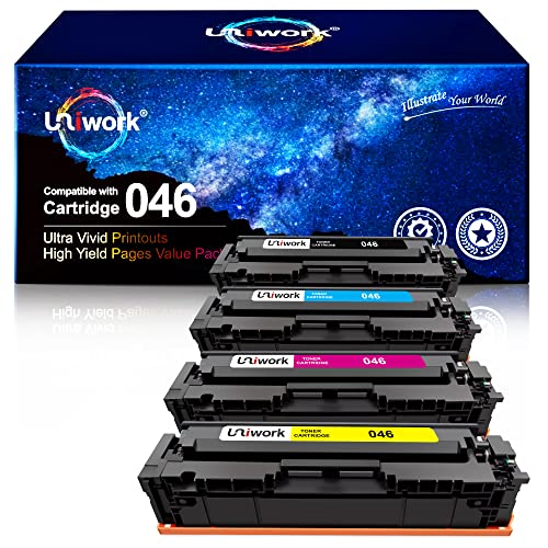 Uniwork Compatible Toner Cartridge Replacement for Canon 046 46H CRG-046 for Color ImageCLASS Laserjet MF733Cdw MF731Cdw MF735Cdw LBP654Cdw Printer Tray (Black, Cyan, Magenta, Yellow)