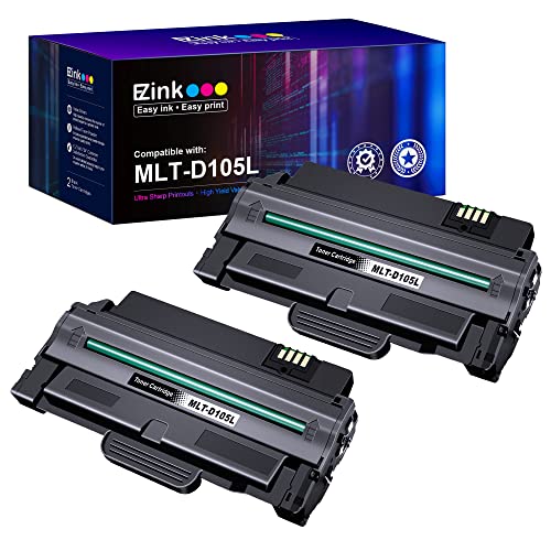 E-Z Ink (TM) Compatible Toner Cartridge Replacement for Samsung 105L MLT-D105L to Use with SCX-4623F SCX-4623FW ML-2525 ML-2525W ML-2545 SCX-4623 ML-2540 SCX-4600 SF-650 Printer (Black, 2 Pack)