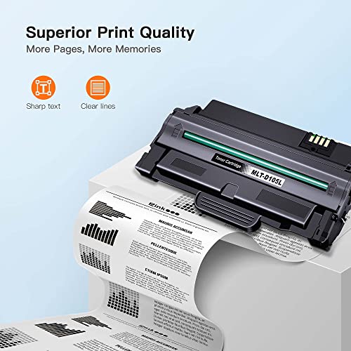 E-Z Ink (TM) Compatible Toner Cartridge Replacement for Samsung 105L MLT-D105L to Use with SCX-4623F SCX-4623FW ML-2525 ML-2525W ML-2545 SCX-4623 ML-2540 SCX-4600 SF-650 Printer (Black, 2 Pack)