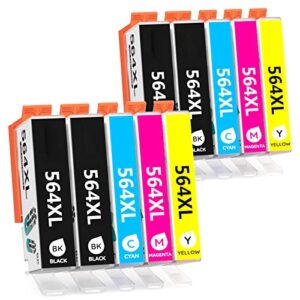 compatible 564xl 564 ink cartridge for hp printer replacement for hp deskjet 3520 3522 officejet 4620 photosmart 5520 6510 6520 7520 7525 printer tray (black cyan magenta yellow, 10p)