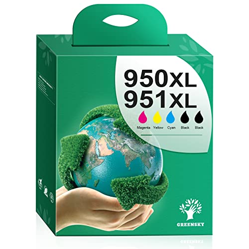 GREENSKY Remanufactured Ink Cartridge 950XL 951XL Replacement for HP OfficeJet Pro 8600 8610 8620 8100 8630 8660 8640 8615 8625 276DW 251DW Printer ( 2Black, 1Cyan, 1Magenta, 1Yellow)