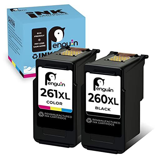 Penguin Remanufactured Printer Ink Cartridge Replacement for Canon PG-260XL CL-261XL 260 261 XL Used for TS5320 TS6420 TR7020 (1 Black, 1 Color)