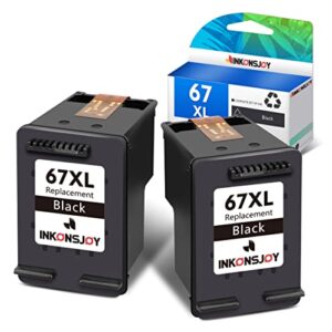 inkonsjoy remanufactured 67 xl black ink cartridge for hp printers – 67xl ink cartridges for deskjet 2700 2725 2752 2755 2732 plus 4100 4152 4155 4140 envy 6000 6055 6052 pro 6400 6452 replacement