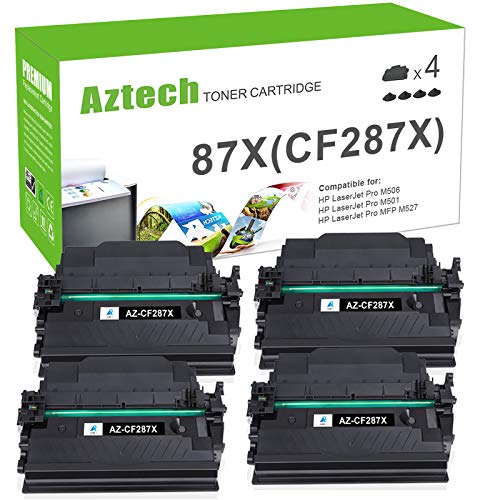 Aztech Compatible CF287X Toner Cartridge Replacement for HP 87X CF287X 87A CF287A Enterprise M506 M506dn M506n M506x Pro M501 M501dn M527 M527dn Laser Printer (Black, 4-Pack)