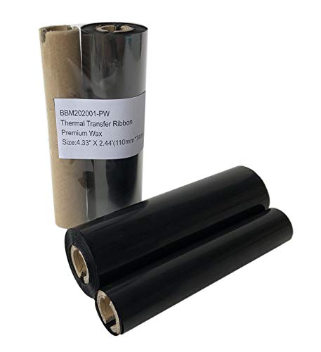 Officeuct Thermal Transfer Ribbon 4.33"x244'(110mmx74m)-1 Roll. Resin Enhanced Wax Barcode Black Ribbon 1/2 Inch Core Ink Outside for Zebra Eltron Datamax Zebra TLP2844 TLP2442 GC420t GK420t GX420t