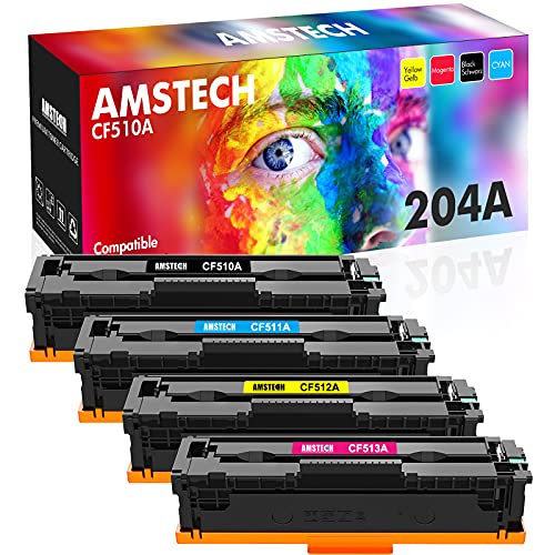 Amstech 204A Toner Cartridges 4 Pack Replacement for HP 204A 204 M180nw Toner Cartridges for HP Color Pro MFP M180nw M180 M180n M181fw M154a M154nw M154 M180 Printer (CF510A CF511A CF512A CF513A)