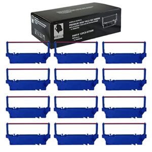 (12) gorilla supply compatible ink ribbon for pos receipt printers star rc700br sp 700 sp700 sp712 sp717 sp742 sp747, sealed individual pack, black/red, 12-packs (black/red)