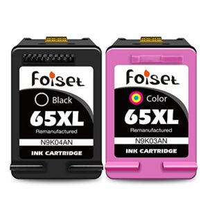 foiset remanufactured inkjet 65xl (1 black, 1 color) replacement for hp 65xl 65 xl ink cartridge for envy 5055 5052 5058 deskjet 3755 2655 3720 3722 3723 3752 3758 2652 2624 high yield