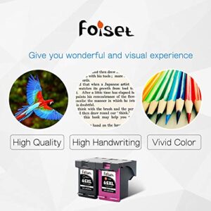 Foiset Remanufactured Inkjet 65XL (1 Black, 1 Color) Replacement for HP 65XL 65 XL Ink Cartridge for Envy 5055 5052 5058 DeskJet 3755 2655 3720 3722 3723 3752 3758 2652 2624 High Yield