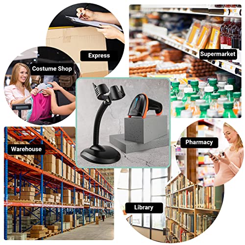 Tera Universal Barcode Scanner Stand Hands Free Barcode Scanning Bar-Code Reader Cradle Holder Base Angle and Height Adjustable Head for Supermarket Retail Store School Library Logistic Warehouse