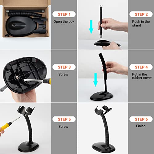 Tera Universal Barcode Scanner Stand Hands Free Barcode Scanning Bar-Code Reader Cradle Holder Base Angle and Height Adjustable Head for Supermarket Retail Store School Library Logistic Warehouse