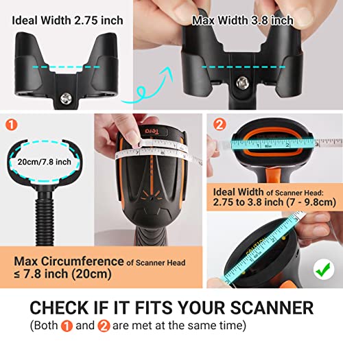 Tera Universal Barcode Scanner Stand Hands Free Barcode Scanning Bar-Code Reader Cradle Holder Base Angle and Height Adjustable Head for Supermarket Retail Store School Library Logistic Warehouse