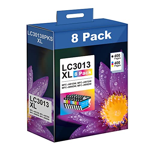 LC3013 8PKS High Capacity Compatible Ink Cartridge Replacement for Brother LC3013 LC-3013 LC3011 Work with MFC-J491DW MFC-J497DW MFC-J690DW MFC-J895DW Printer (2 Black, 2 Cyan, 2 Magenta, 2 Yellow)