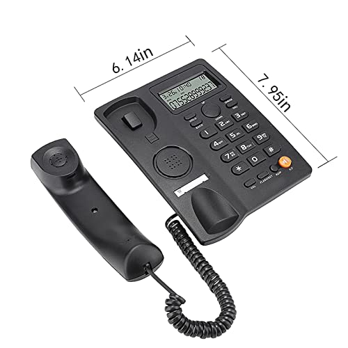 Corded Telephone Landline Telephone,Dual Interface Wired Telephone Big Button Landline Phones with Caller Identification，Telephone Suitable for Office, Front Desk, Home, Hotel, Corded Landline (Black)