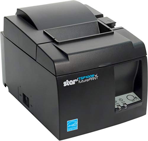 Star Micronics TSP143IIILAN Ethernet (LAN) Thermal Receipt Printer with Auto-cutter and Internal Power Supply - Gray (Renewed)