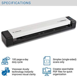 Visioneer RoadWarrior 3 Simplex Mobile Document Scanner for PC and Mac, USB Powered Travel Scanner