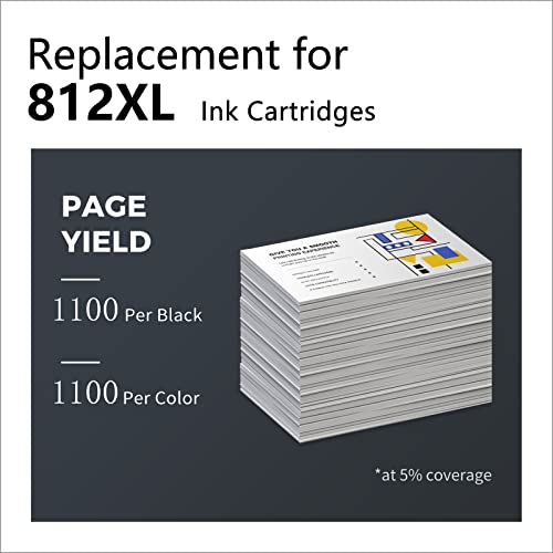 LemeroSuperx 812XL Remanufactured Ink Cartridge Replacement for Epson 812XL 812 Combo Pack, Work for Workforce pro WF-7820, WF-7840, (4 Pack)