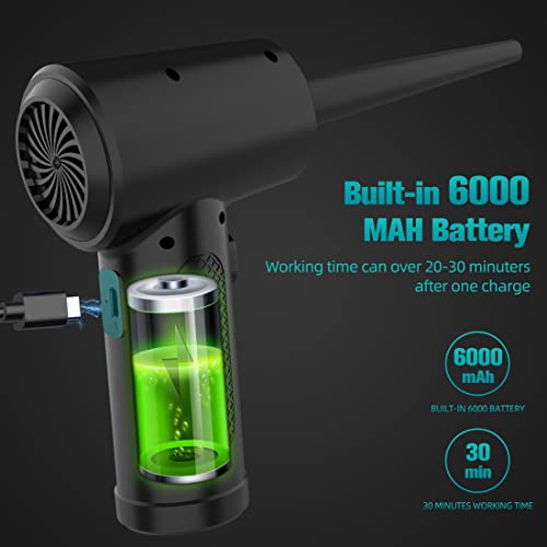 PGROUP Compressed Air Duster，Electric Air Duster 3-Gear to 51000 RPM Air Blower with LED Light，6000mAh 68W Rechargeable Cordless Air Duster Replaces Air Cans for Computer Keyboard Car Home Cleaning