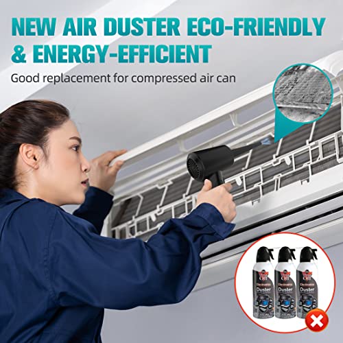 PGROUP Compressed Air Duster，Electric Air Duster 3-Gear to 51000 RPM Air Blower with LED Light，6000mAh 68W Rechargeable Cordless Air Duster Replaces Air Cans for Computer Keyboard Car Home Cleaning