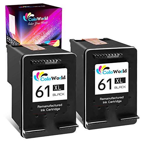 ColoWorld Remanufactured 61 Ink Cartridge Replacement for HP 61XL Fit for Envy 4500 4502 5534 5535 DeskJet 2512 3510 2542 2540 2544 3000 3050a 3052a 1055 2548 OfficeJet 4630 4632 Printer (2 Black)