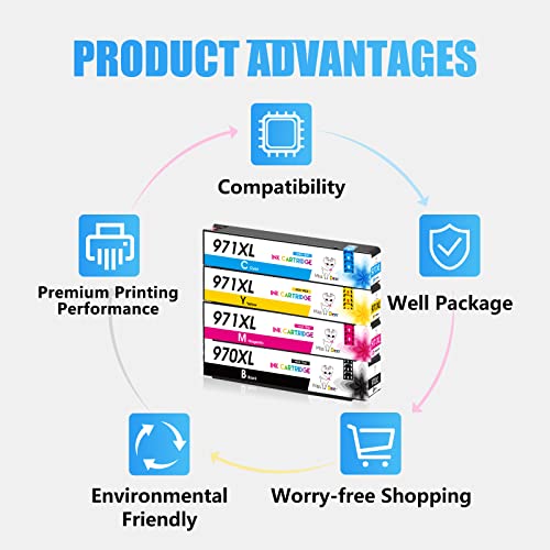 Miss Deer 970XL 971XL 970 971 Compatible Ink Cartridges Replacement for HP 970 971 XL,Work for HP Officejet Pro X576dw X451dn X451dw X476dw X476dn X551dw Printer (4 Pack)