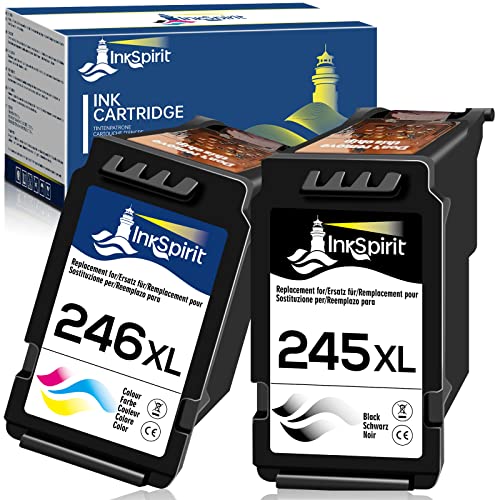 245XL 246XL Ink Cartridge for Canon PG-245XL CL-246XL InkSpirit High Yield Compatible with Canon Pixma MX492 MX490 MG2522 MG2520 MG2920 MG2922 TR4520 TR4522 TR4527 TS3100 TS3122 TS3300 Printers 2-Pack