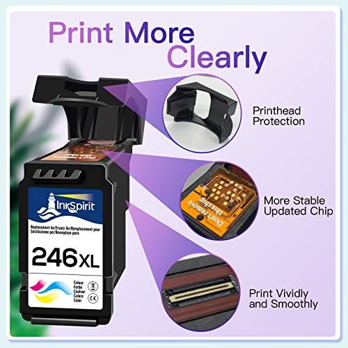 245XL 246XL Ink Cartridge for Canon PG-245XL CL-246XL InkSpirit High Yield Compatible with Canon Pixma MX492 MX490 MG2522 MG2520 MG2920 MG2922 TR4520 TR4522 TR4527 TS3100 TS3122 TS3300 Printers 2-Pack