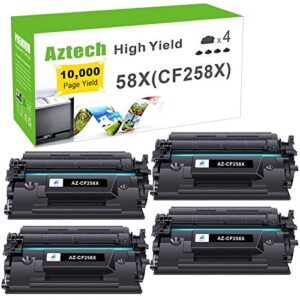 aztech compatible toner cartridge replacement for hp 58x cf258x 58a cf258a laserjet pro m404n m404dn mfp m428fdw m428dw printer (black, 4-pack)