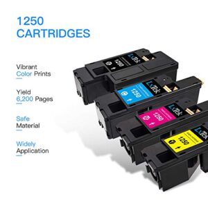 LxTek Compatible Toner Cartridge Replacement for Dell 1250 810WH C5GC3 XMX5D WM2JC to use with 1250c C1760nw C1765nfw C1765nf 1350cnw 1355cn 1355cnw Printer (Black Cyan Magenta Yellow, 4-Pack)