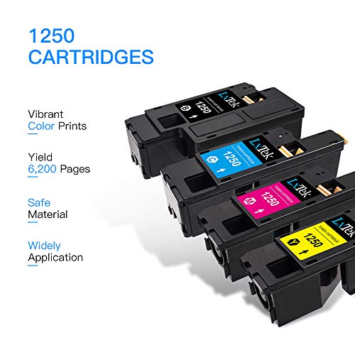 LxTek Compatible Toner Cartridge Replacement for Dell 1250 810WH C5GC3 XMX5D WM2JC to use with 1250c C1760nw C1765nfw C1765nf 1350cnw 1355cn 1355cnw Printer (Black Cyan Magenta Yellow, 4-Pack)